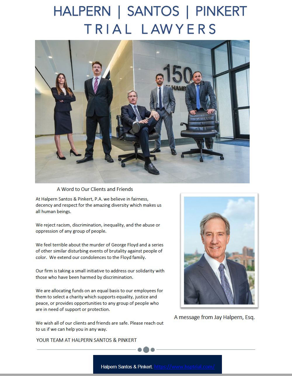 A Message From Jay Halpern About Equality, Justice and Peace